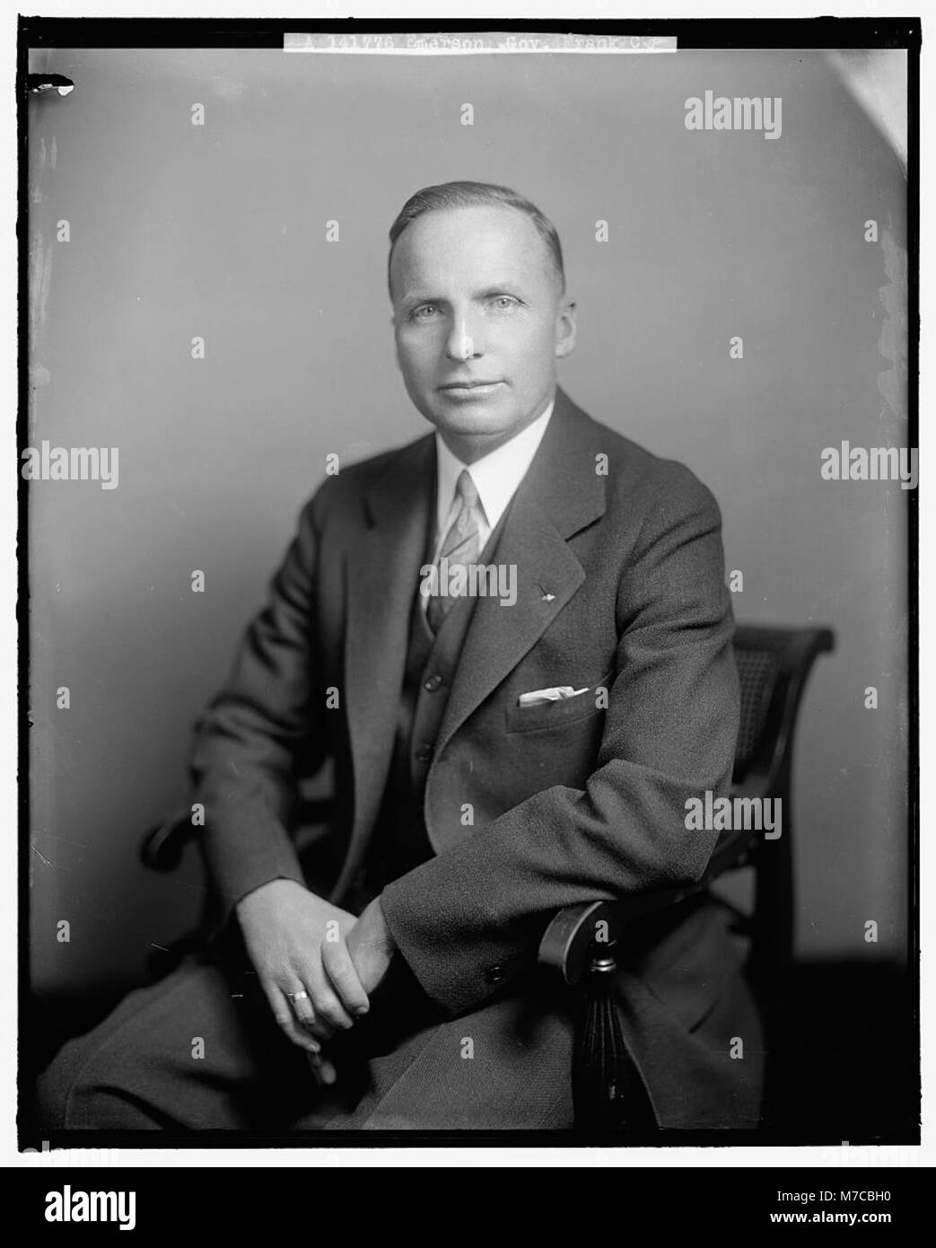 A portrait of Frank C. Emerson, who served as the Governor. The ...