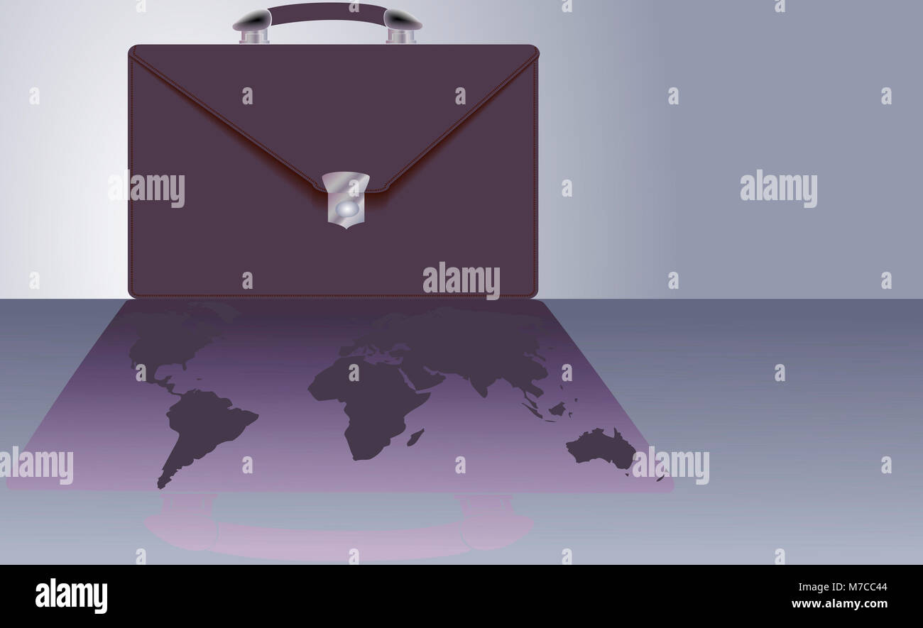Close-up of a briefcase with a map Stock Photo - Alamy