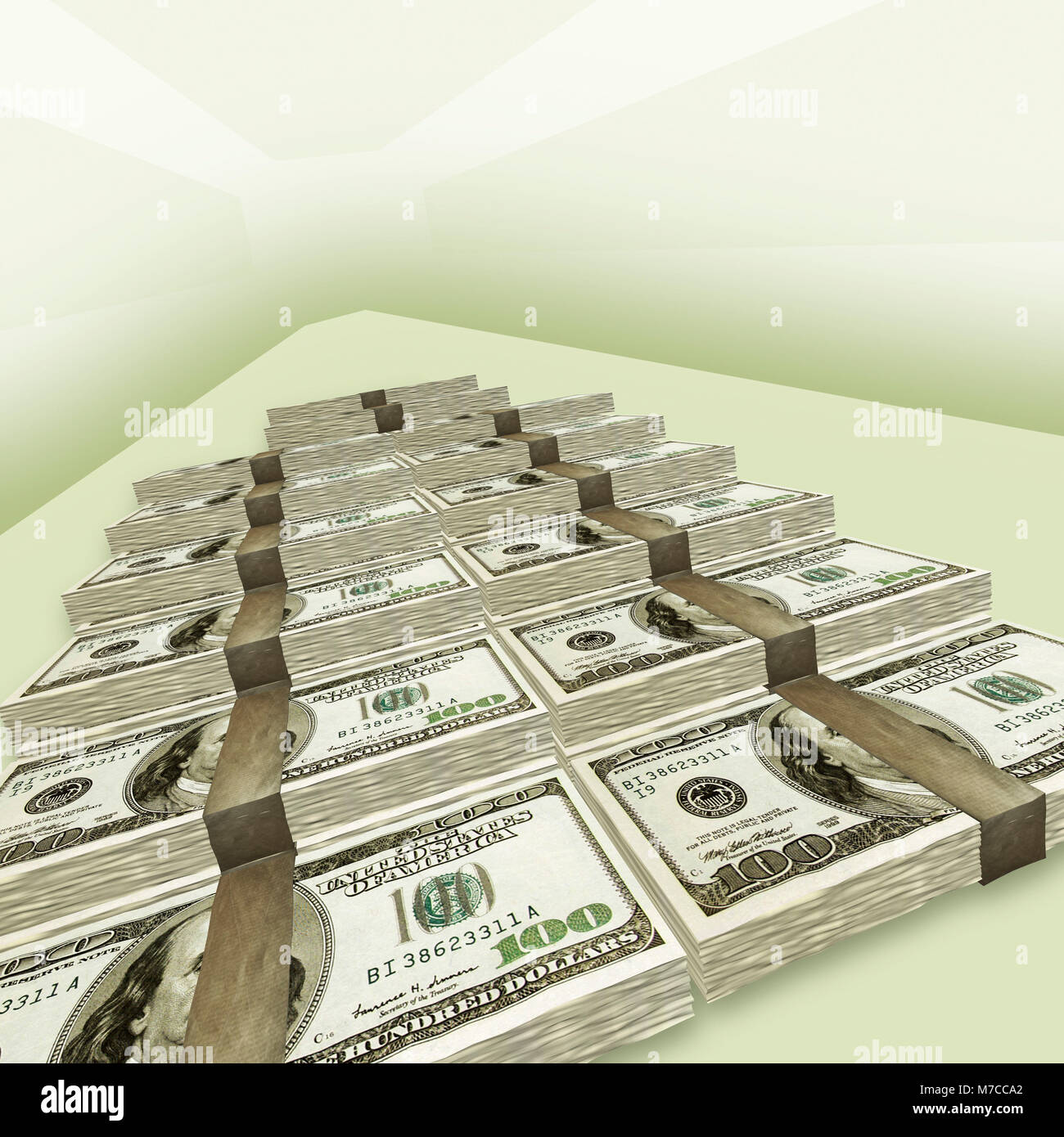High angle view of the stack of us dollar bills hi-res stock ...
