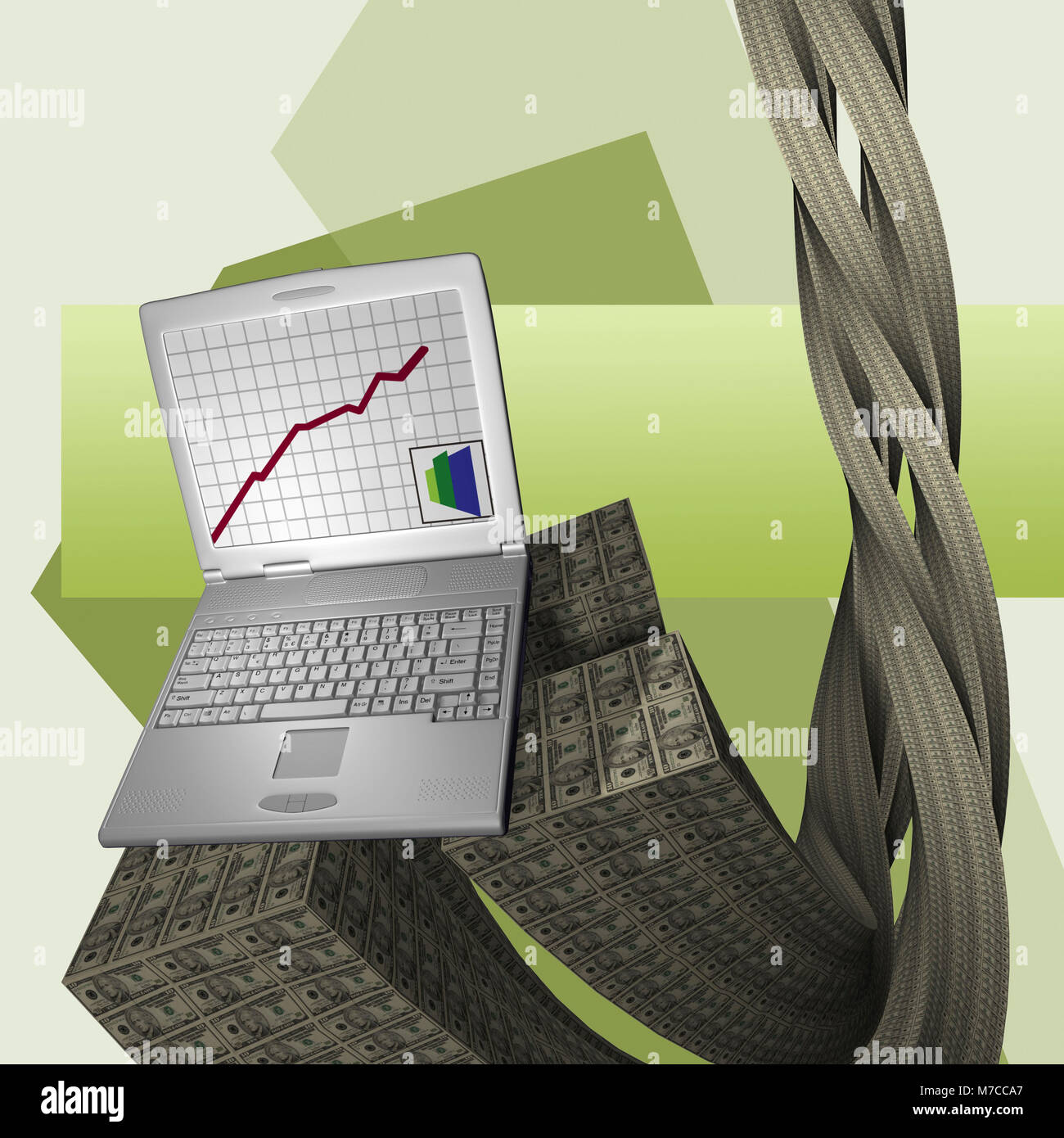 Laptop displaying a line graph Stock Photo - Alamy