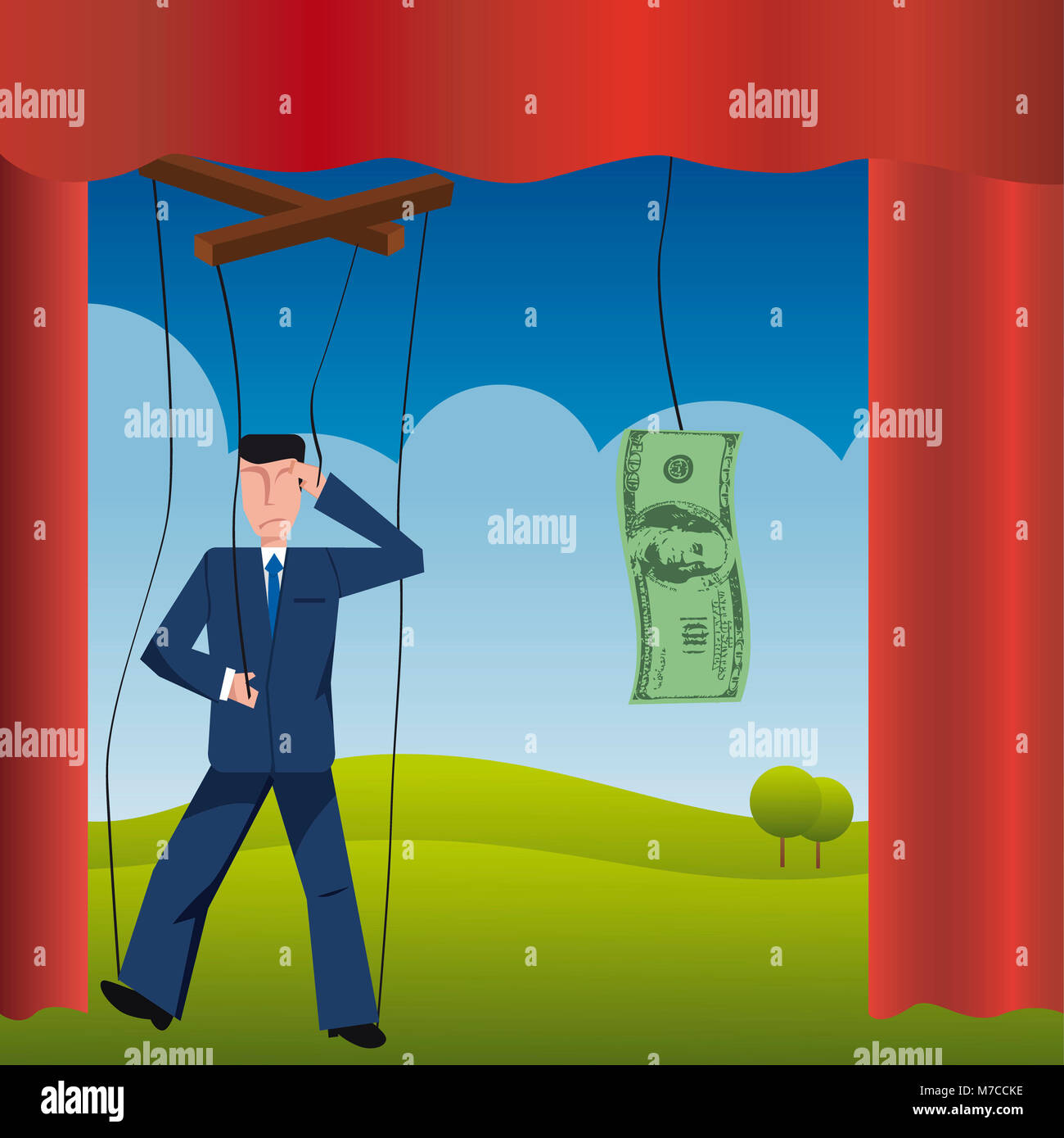 Puppet of a businessman and a dollar bill hi-res stock photography and ...