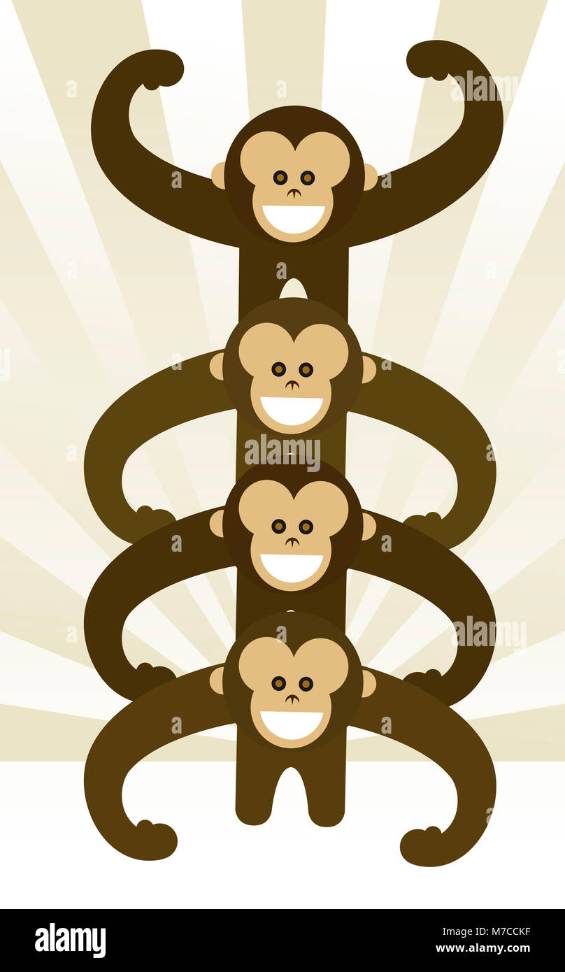 Close-up of four monkeys balancing Stock Photo - Alamy