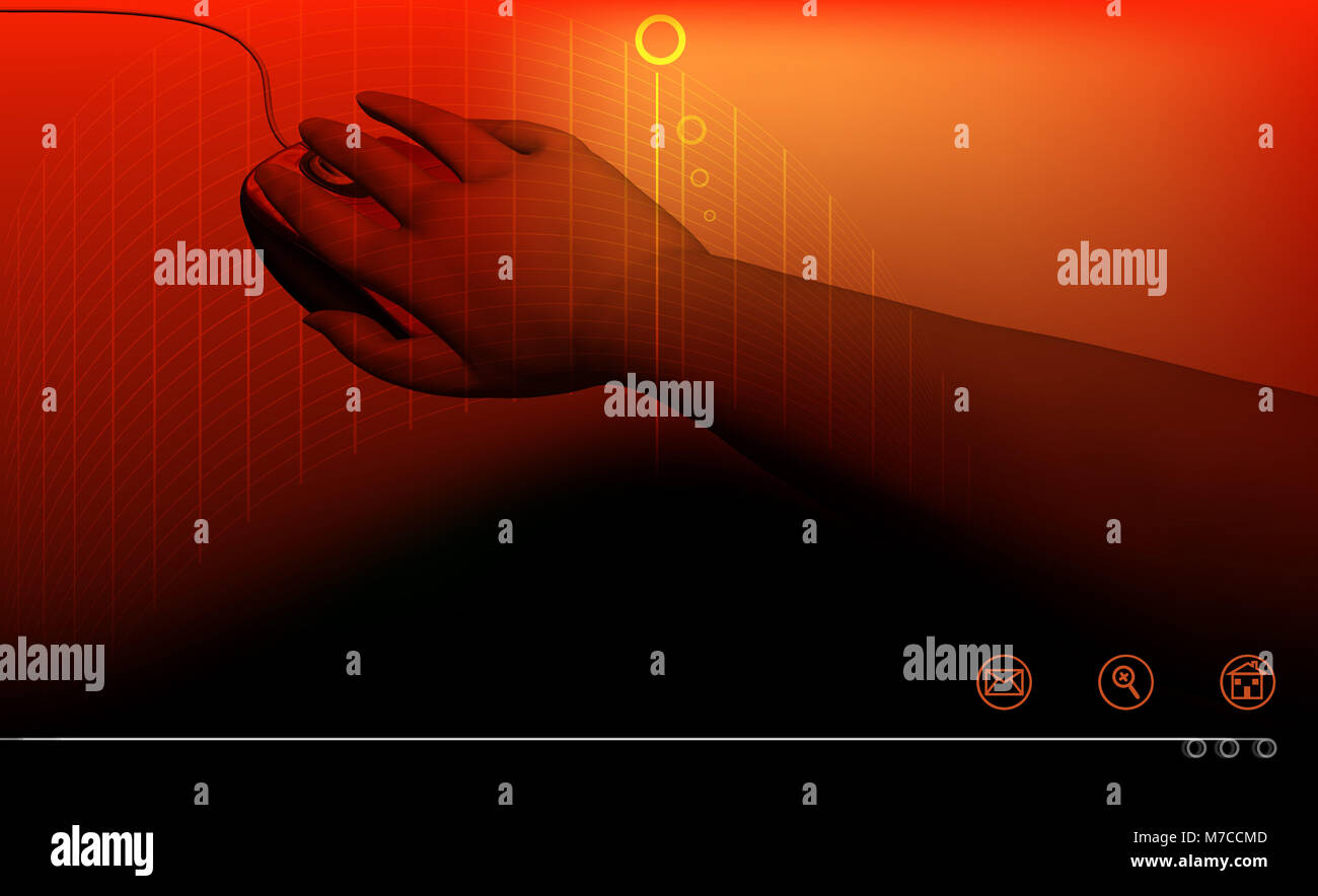 Close-up of a person's hand on a computer mouse Stock Photo - Alamy