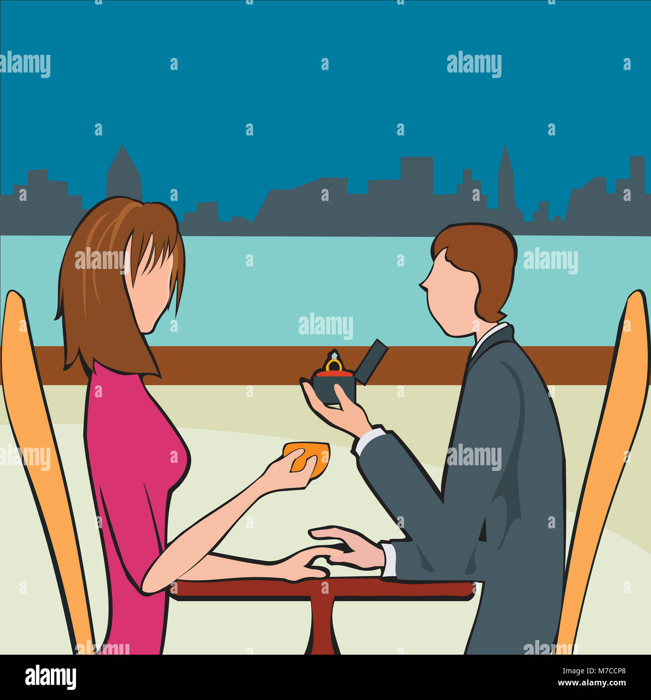 Side profile of a man proposing to a woman Stock Photo - Alamy