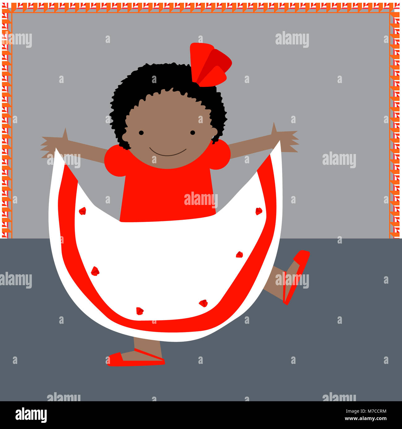 Girl dancing holding up her frock Stock Photo - Alamy