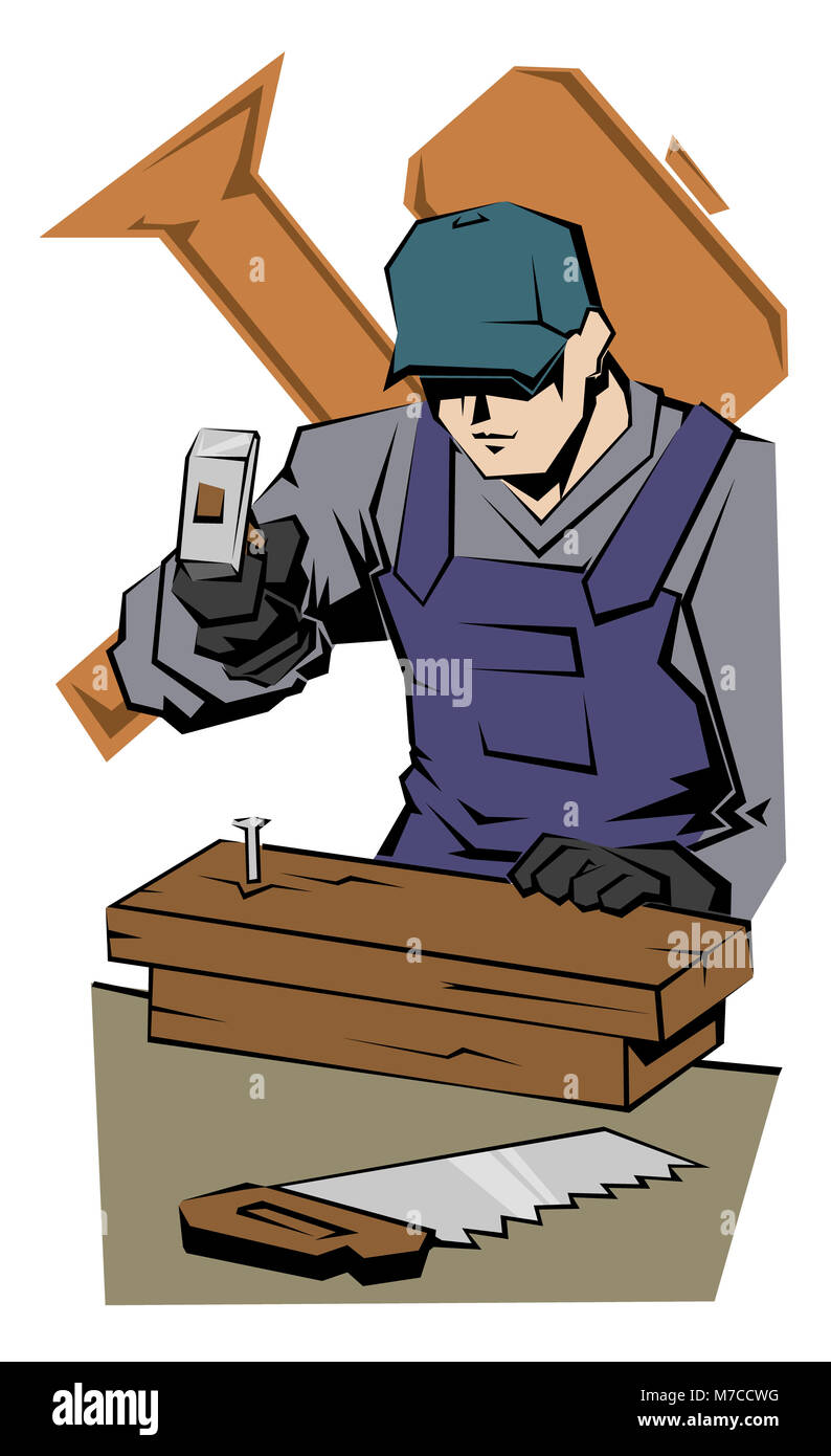 Carpenter Man Cartoon Stock Photos & Carpenter Man Cartoon Stock Images ...