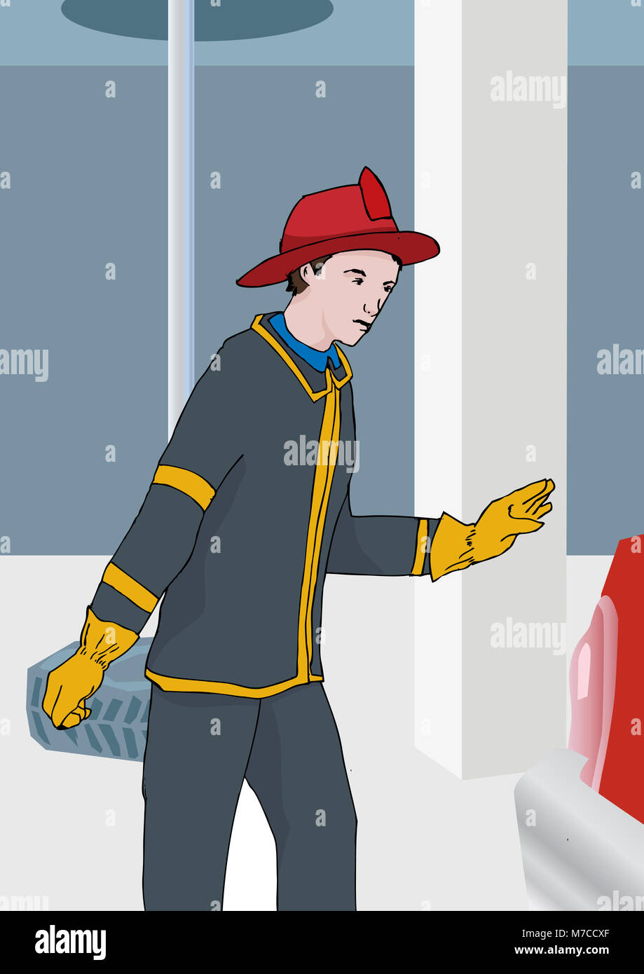 Side profile of a firefighter Stock Photo - Alamy