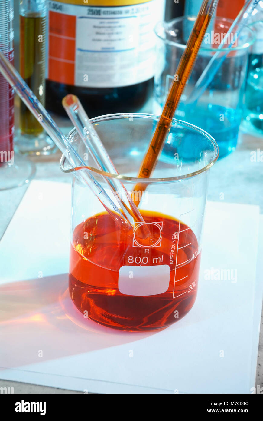 Three pipettes in a beaker Stock Photo - Alamy