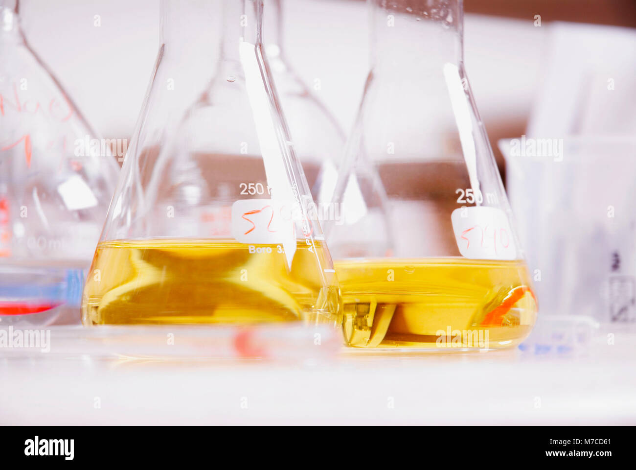 Liquid in a conical flask Stock Photo - Alamy