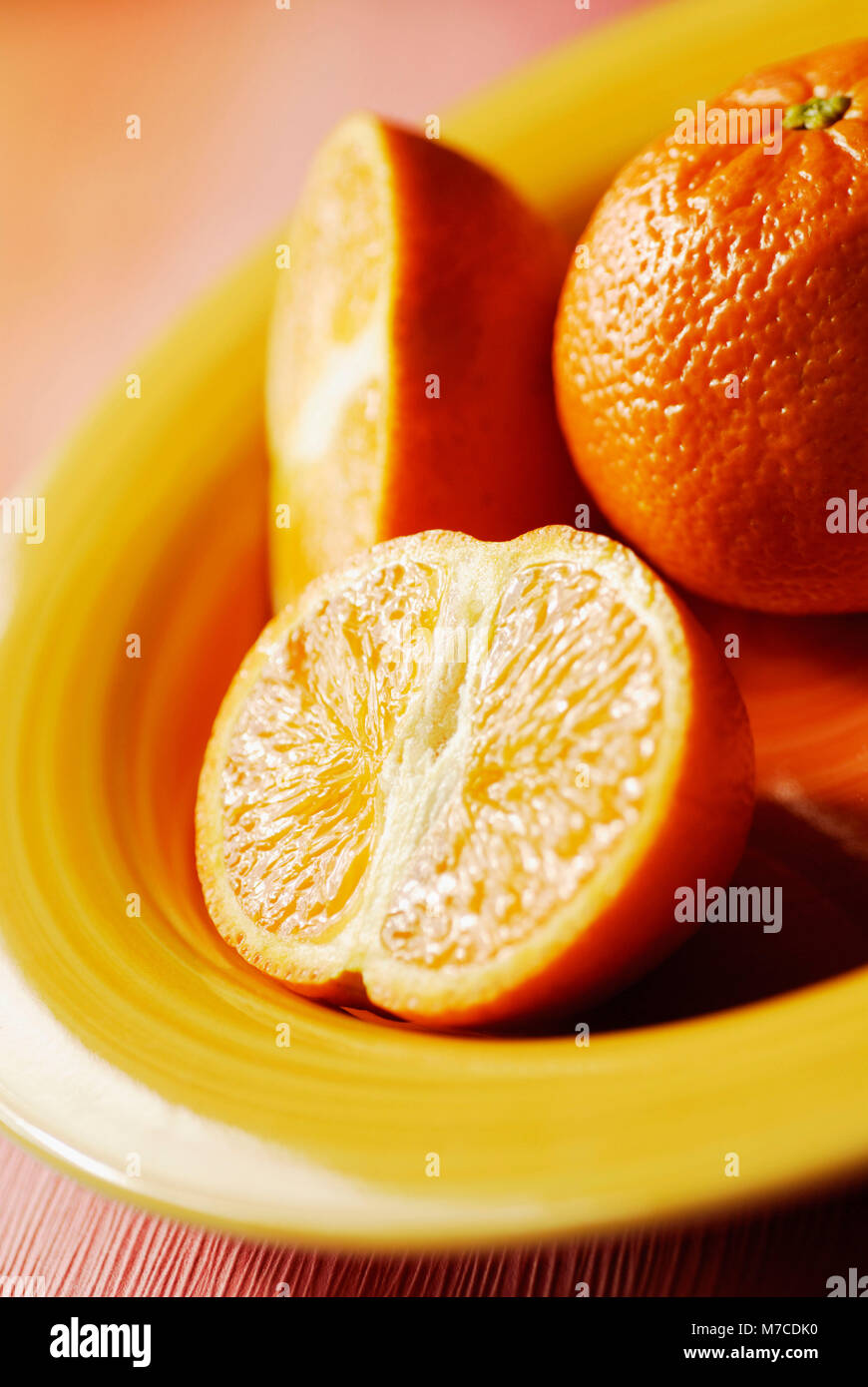 High angle view of the cross section of oranges hi-res stock ...