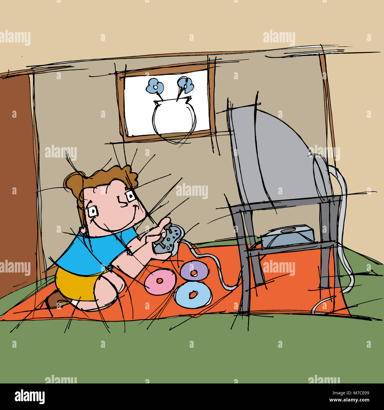 Side profile of a boy playing a video game hi-res stock photography and ...