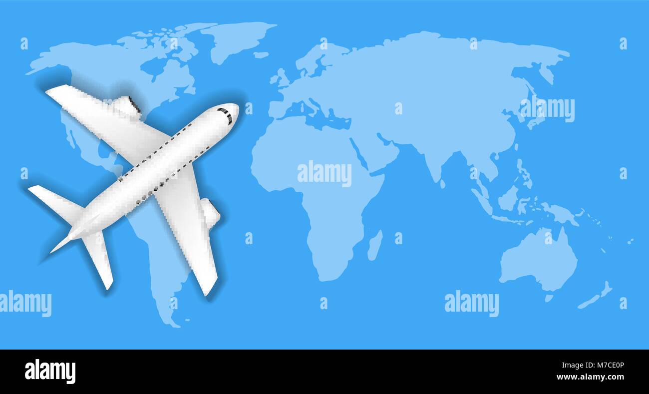 airplane over blue world map travel concept Stock Vector Image & Art ...