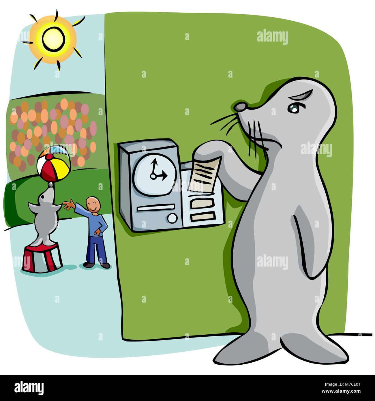 Seal inserting a time card Stock Photo - Alamy