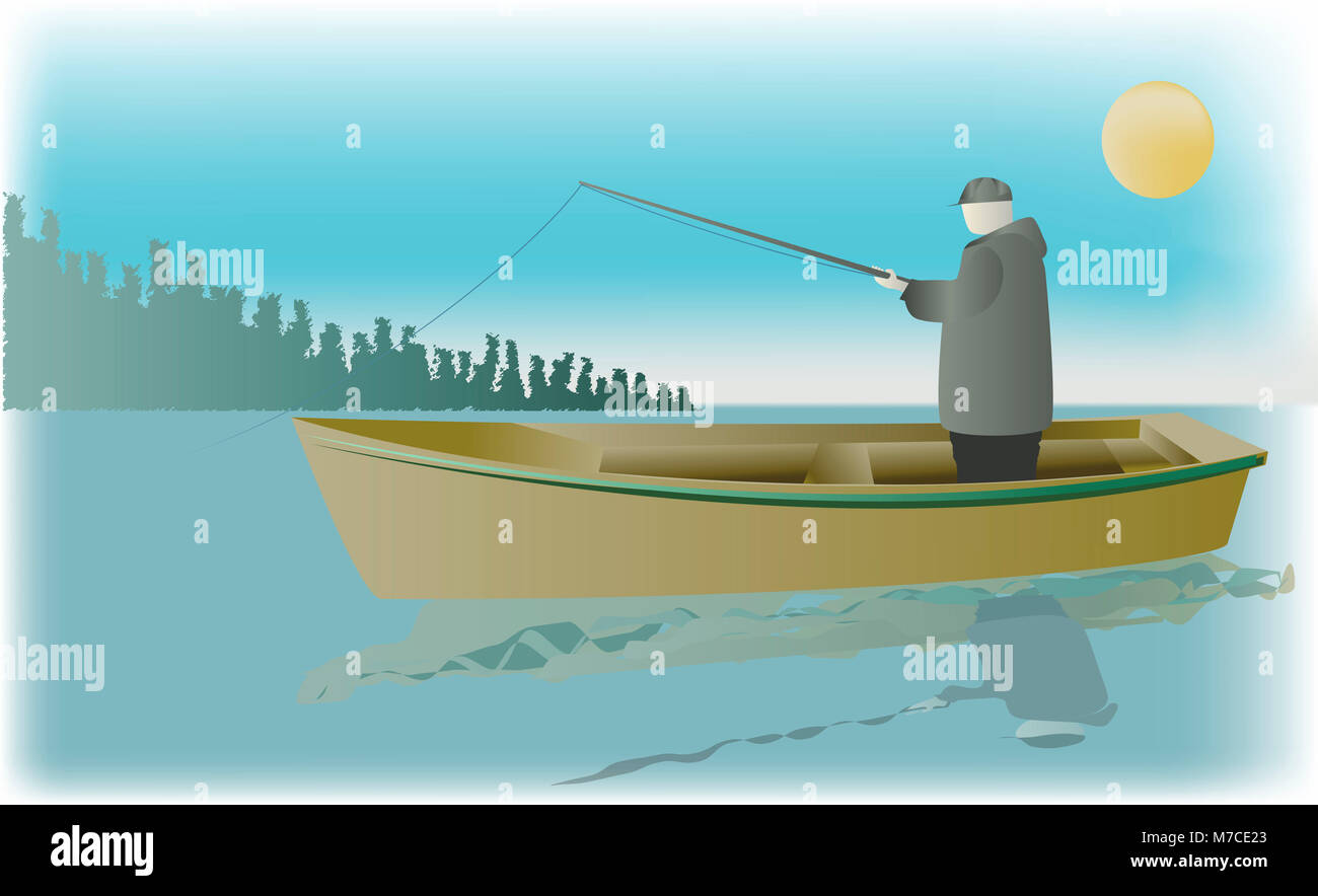 Side profile of a man fishing in a boat hi-res stock photography and ...