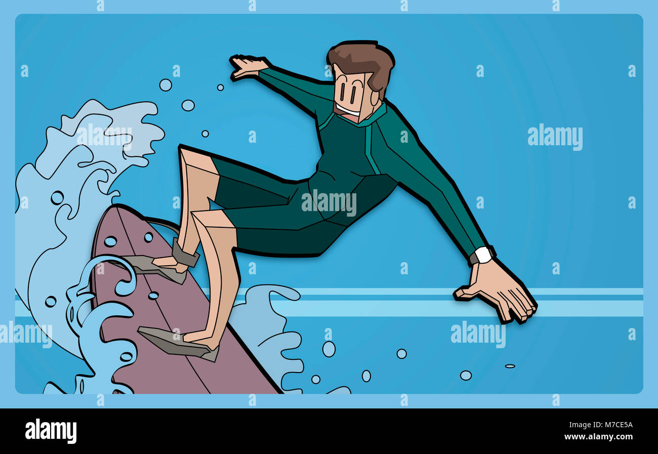 Side profile of a man surfing Stock Photo - Alamy