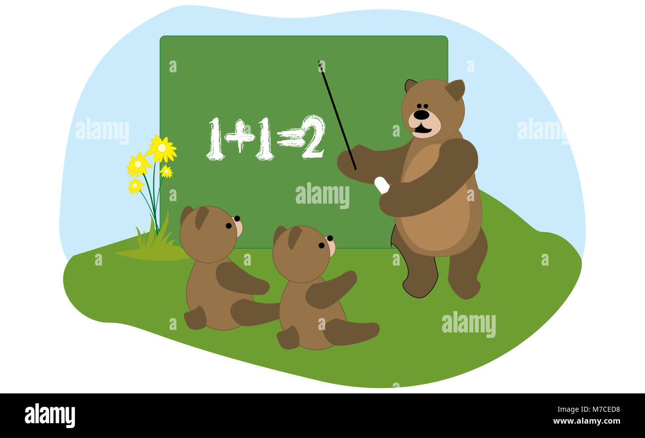 Adult bear teaching young bears Stock Photo - Alamy