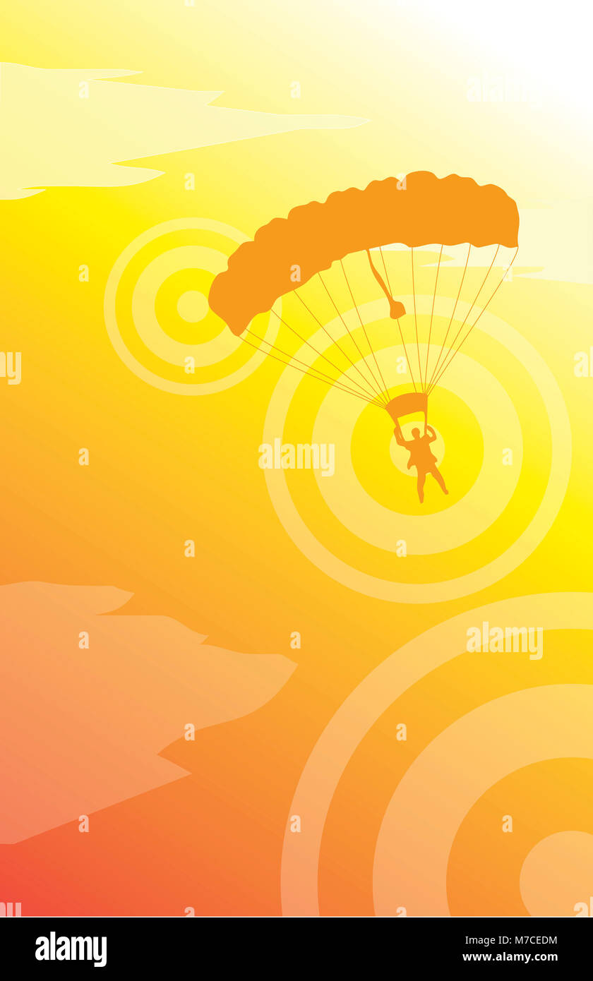 Low angle view of a man hanging with a parachute hi-res stock ...