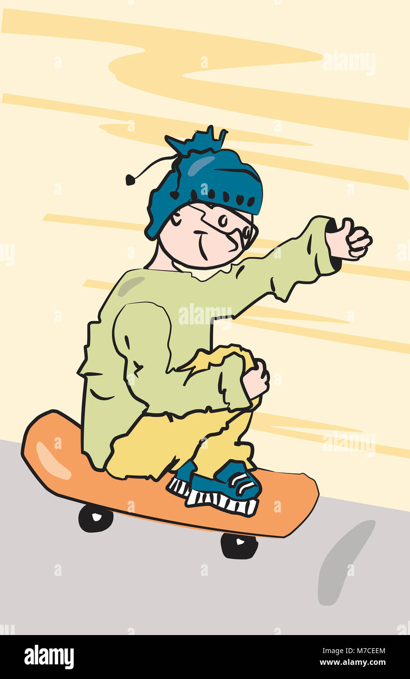 Side profile of a man skateboarding Stock Photo - Alamy