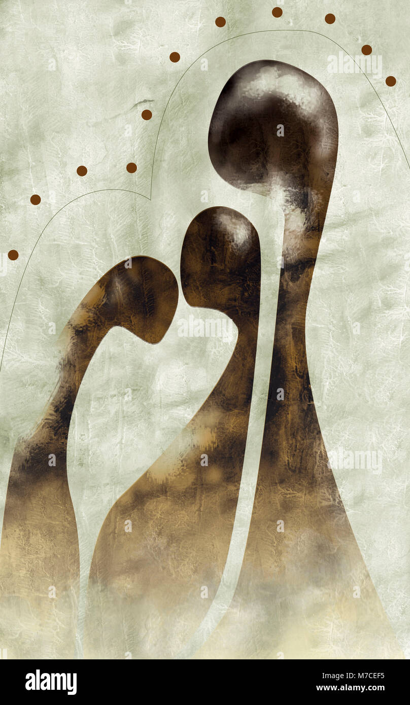 Dotted line over three figures Stock Photo - Alamy