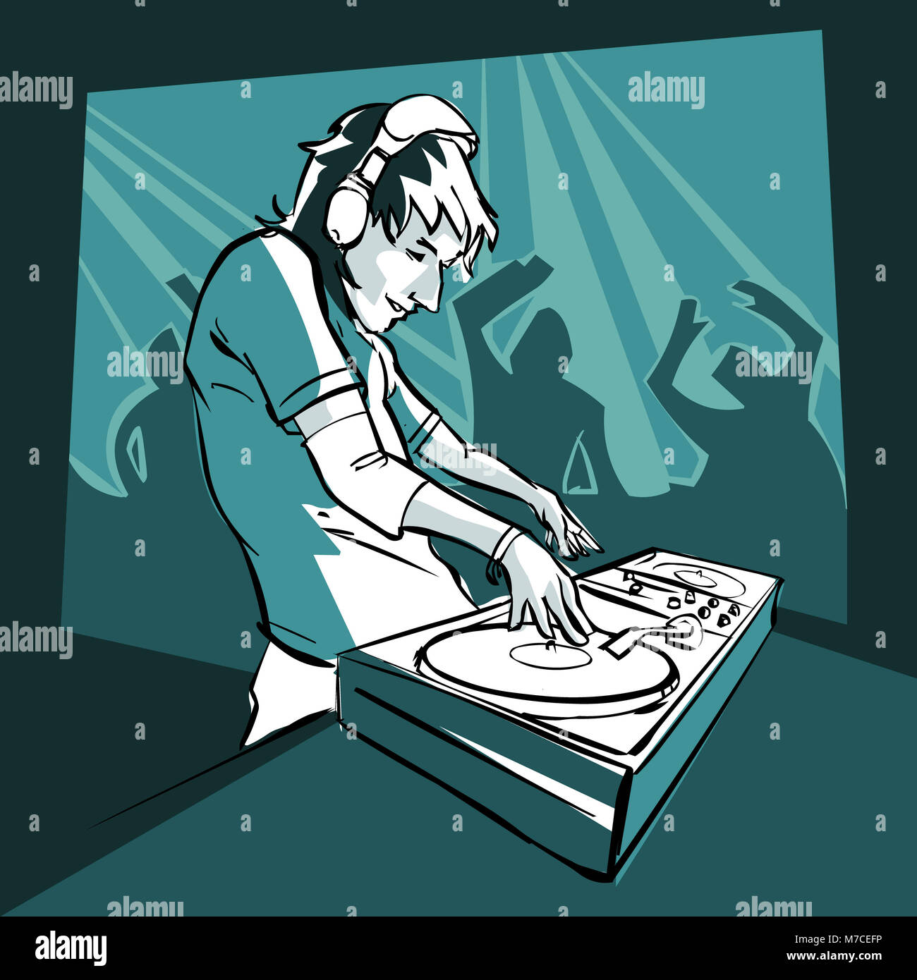 Side profile of a DJ at a party Stock Photo - Alamy
