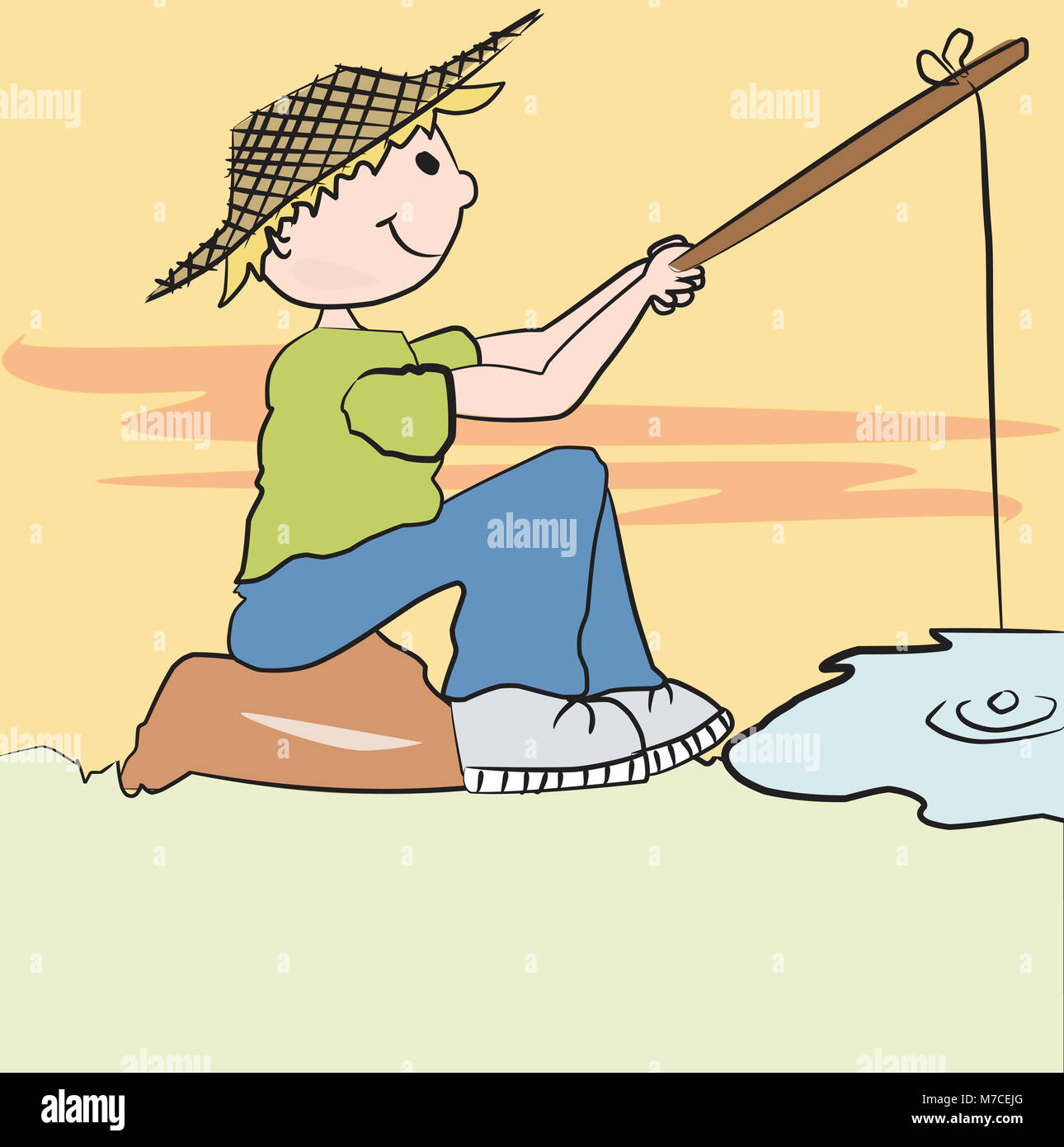 Side profile of a girl fishing Stock Photo - Alamy