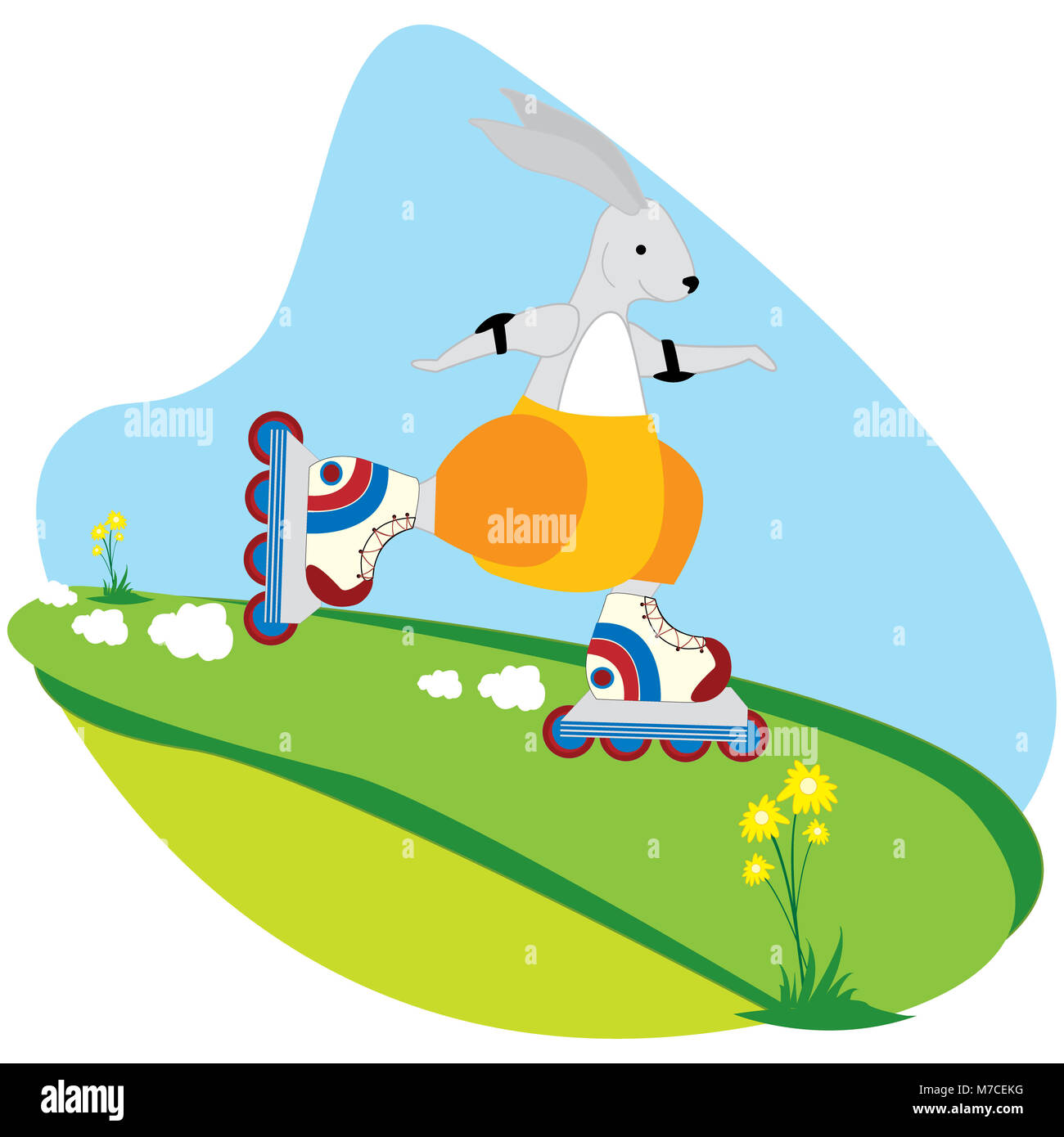 Rabbit doing roller skating Stock Photo - Alamy