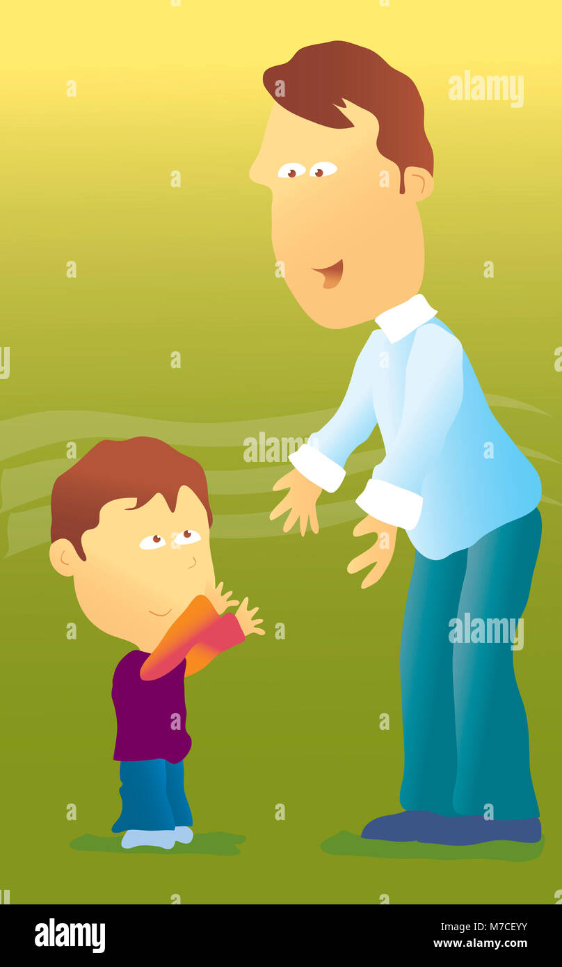 Father reaching out to his son Stock Photo - Alamy