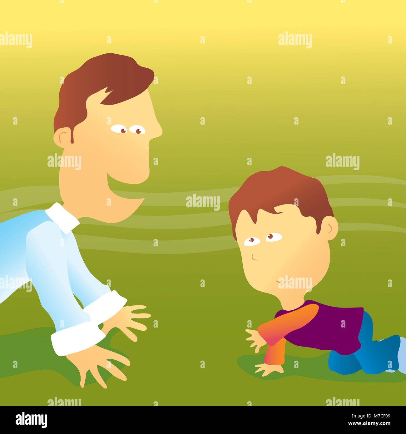 Side profile of a father and his son playing Stock Photo - Alamy