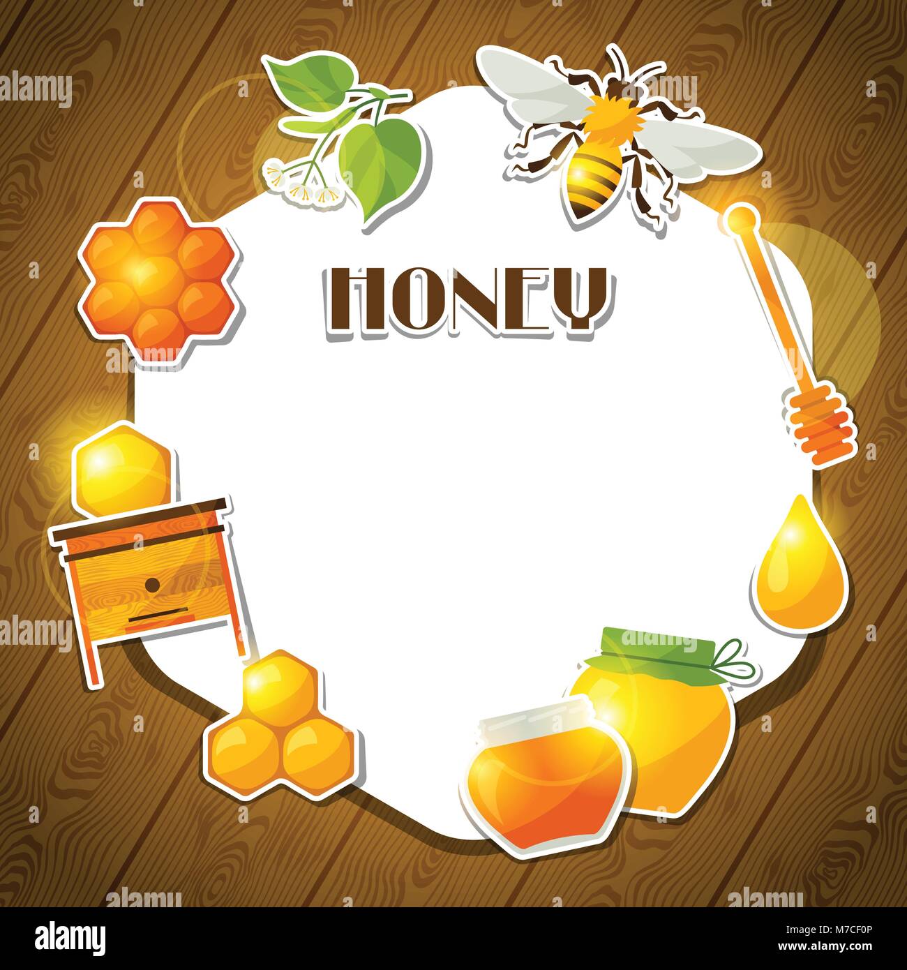 Background design with honey and bee stickers Stock Vector Image & Art ...