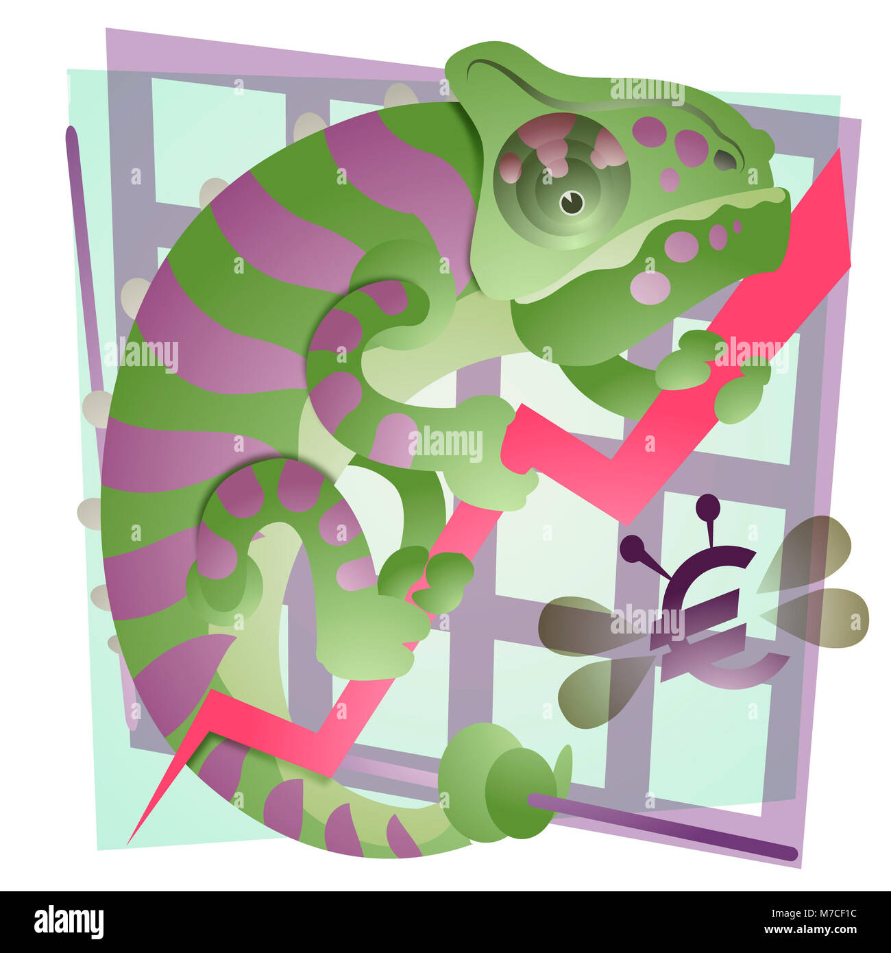 Close-up of a chameleon holding a line graph Stock Photo - Alamy