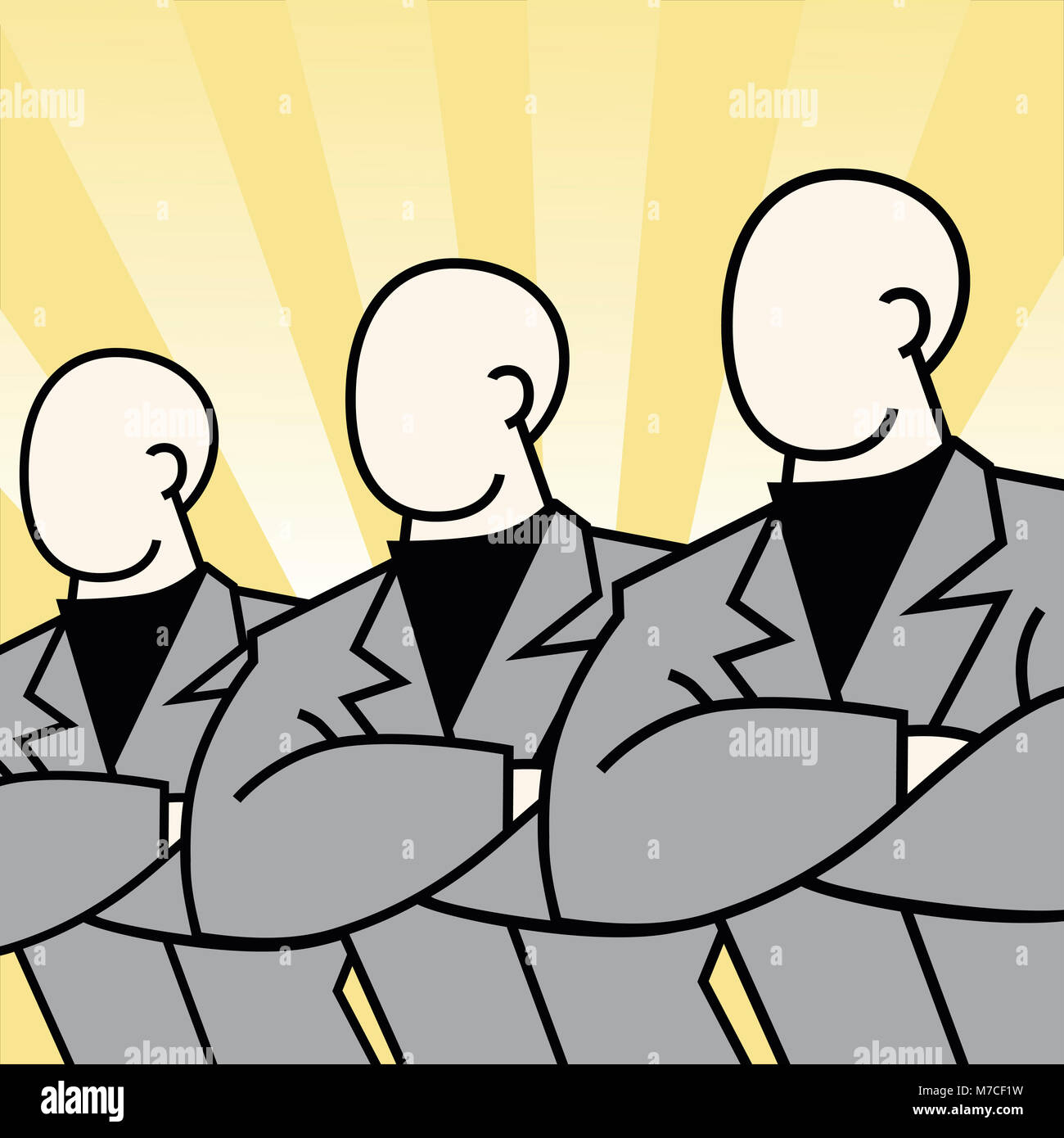 Three men standing in a row with their arms crossed Stock Photo - Alamy