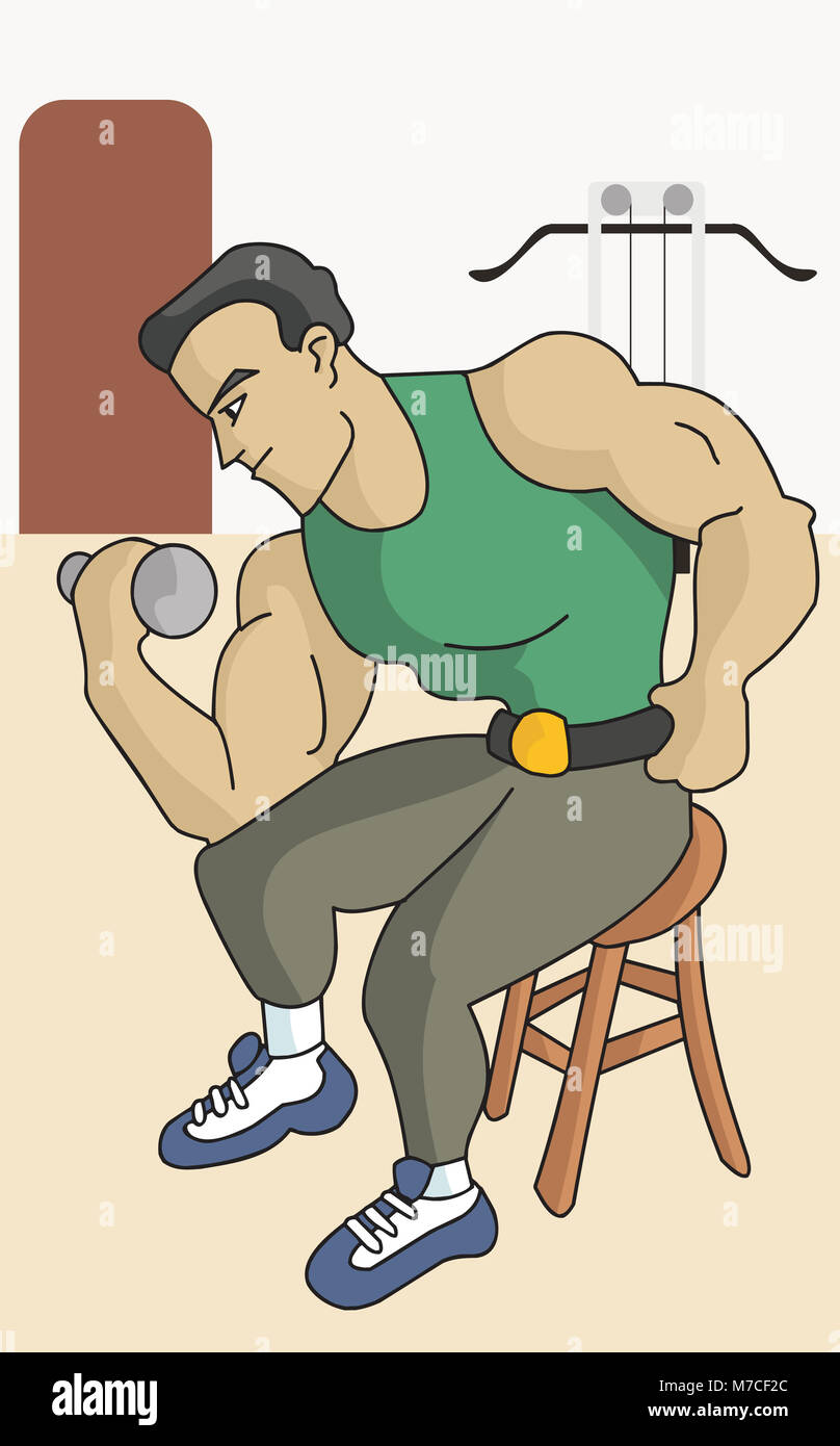 Man working out with weights Stock Photo - Alamy