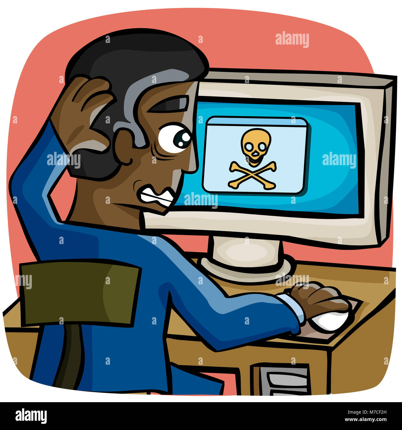 Rear view of a man working on a computer Stock Photo - Alamy