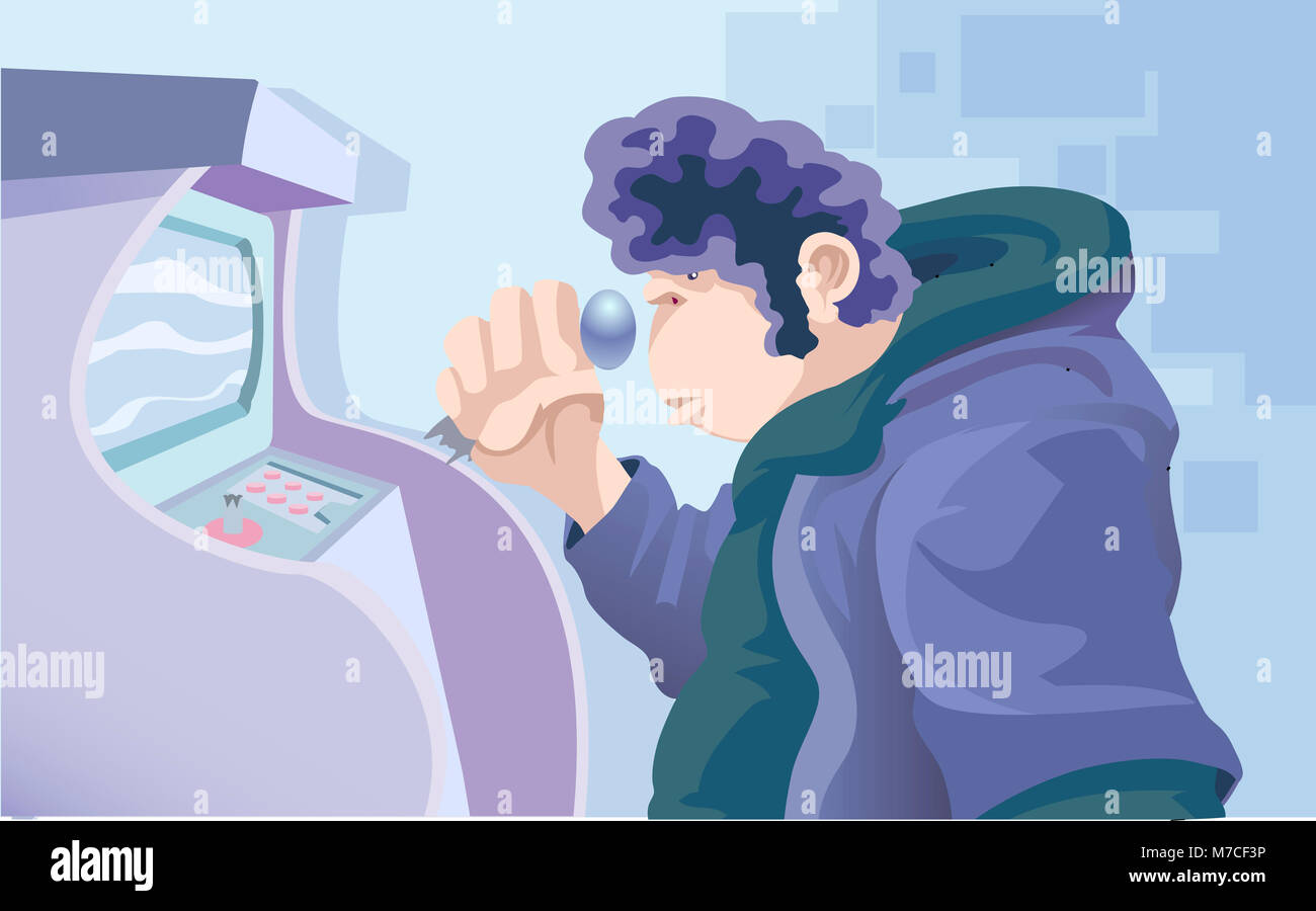 Side profile of a man playing a video game Stock Photo - Alamy