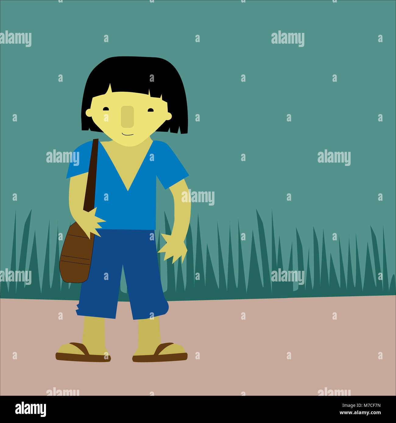 Boy carrying a bag Stock Photo - Alamy