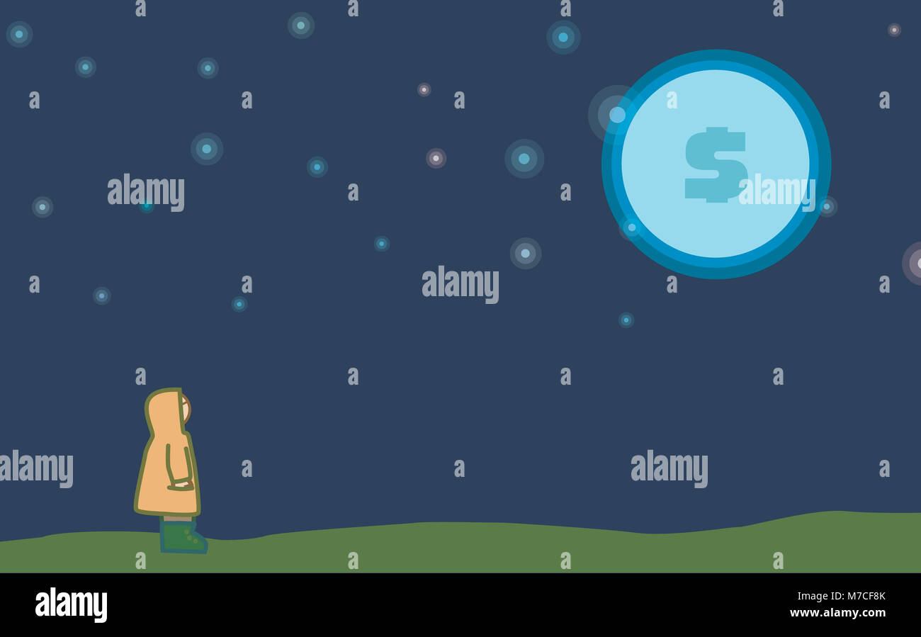 Side profile of a person looking at the moon Stock Photo - Alamy