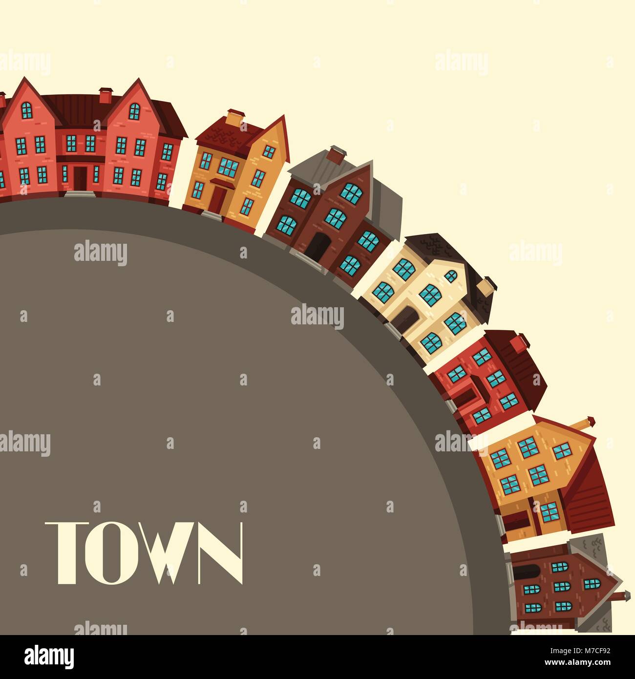 Town background design with cottages and houses Stock Vector Image ...