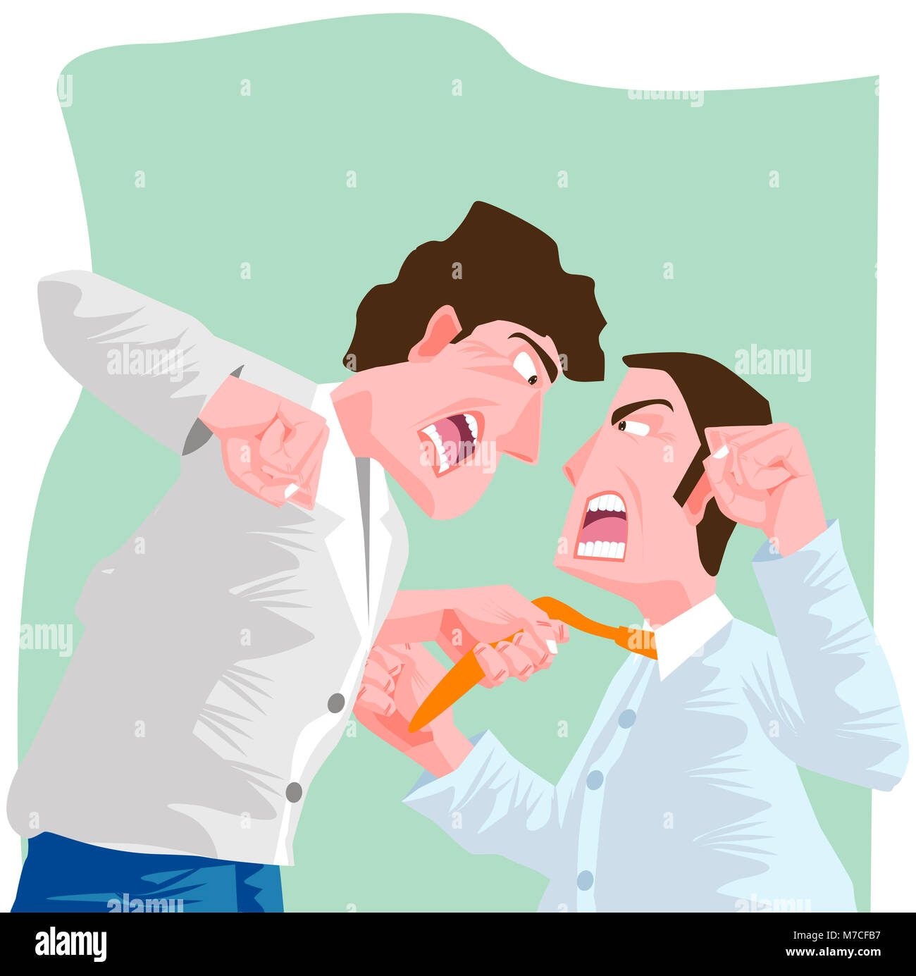 Side profile of two businessmen fighting Stock Photo - Alamy