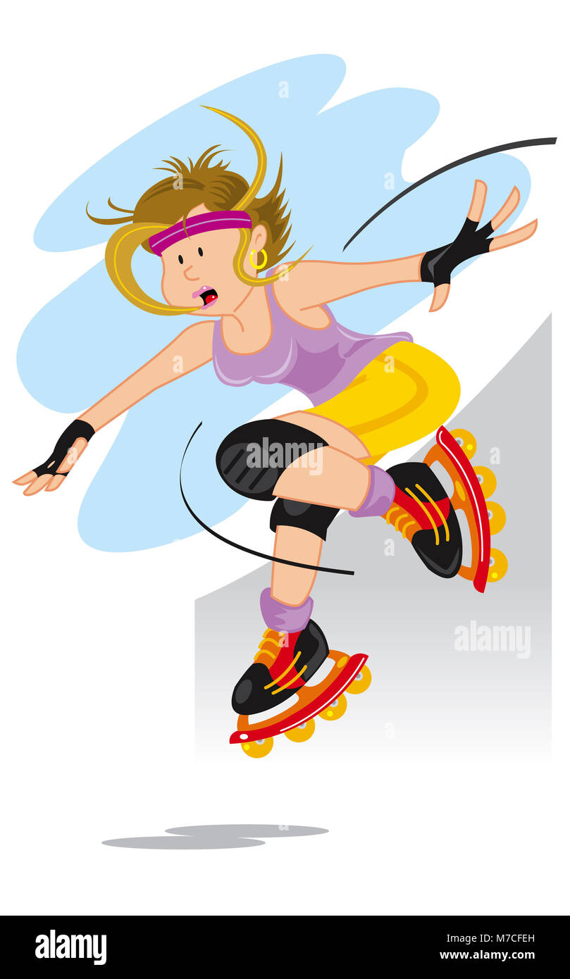 Side profile of a girl roller skating hi-res stock photography and ...