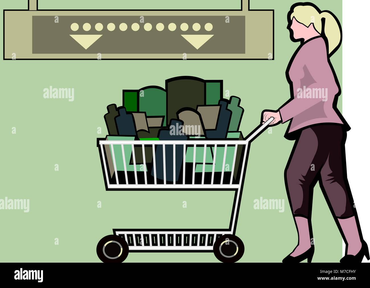 Profile woman pushing shopping cart hi-res stock photography and images ...