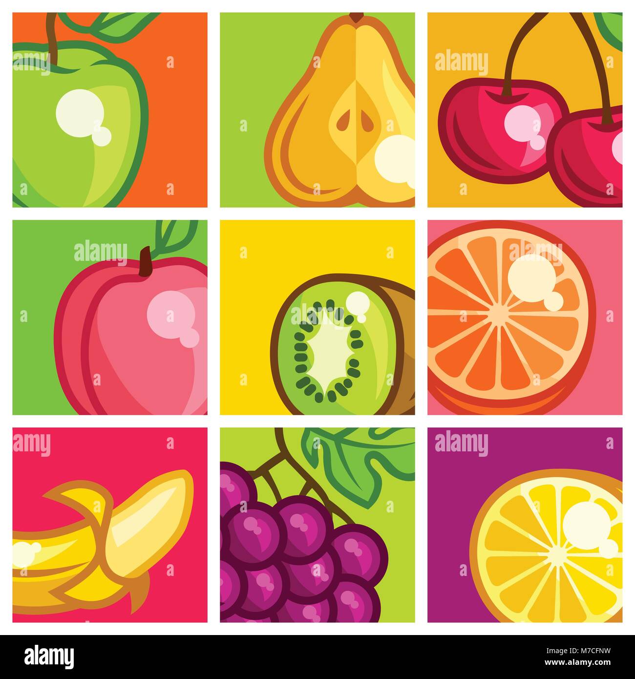 Background design with stylized fresh ripe fruits Stock Vector Image ...