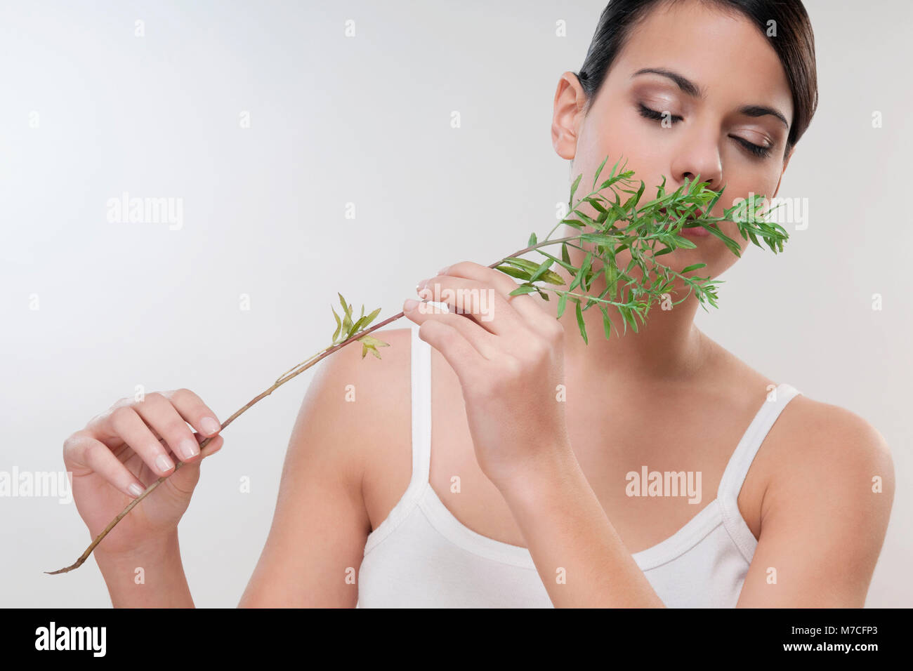 Young woman inhaling aroma hi-res stock photography and images - Alamy
