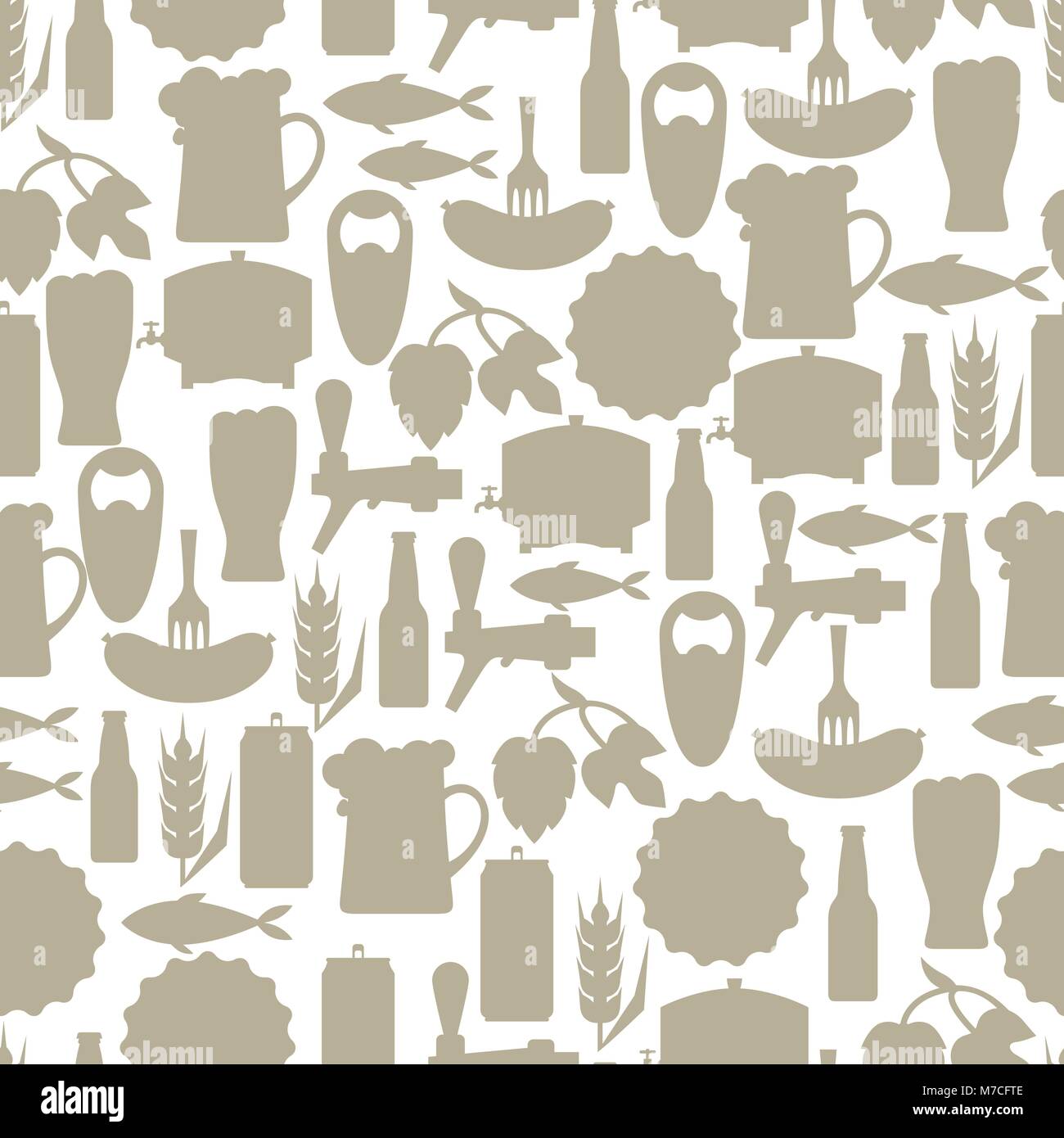 Seamless pattern with beer icons and objects Stock Vector Image & Art ...