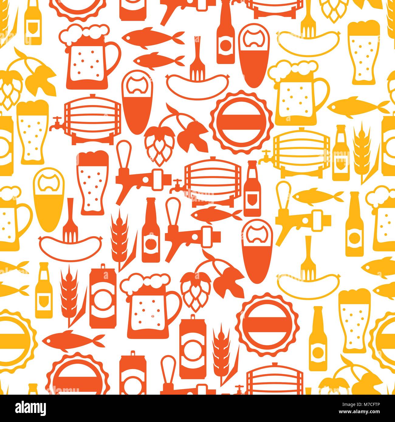Seamless pattern with beer icons and objects Stock Vector Image & Art ...