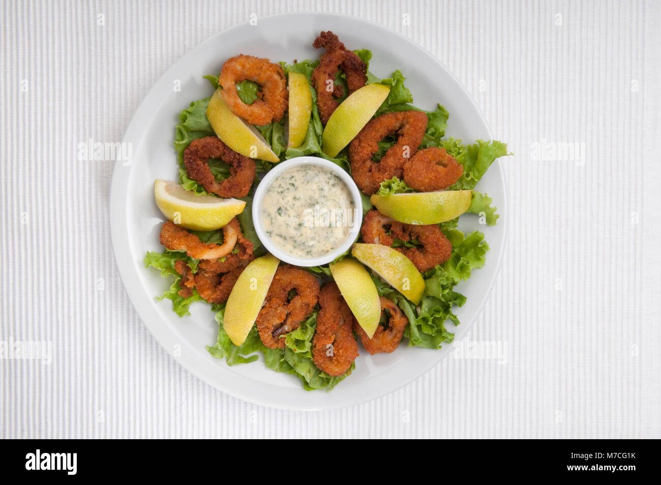 High angle view of crumb fried squid Stock Photo - Alamy