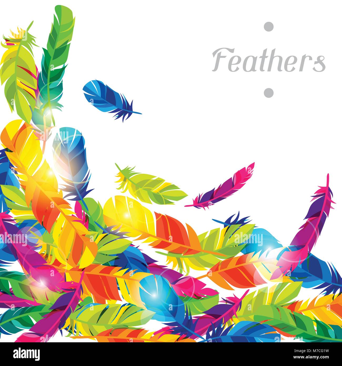 Colorful background with bright abstract transparent feathers Stock ...