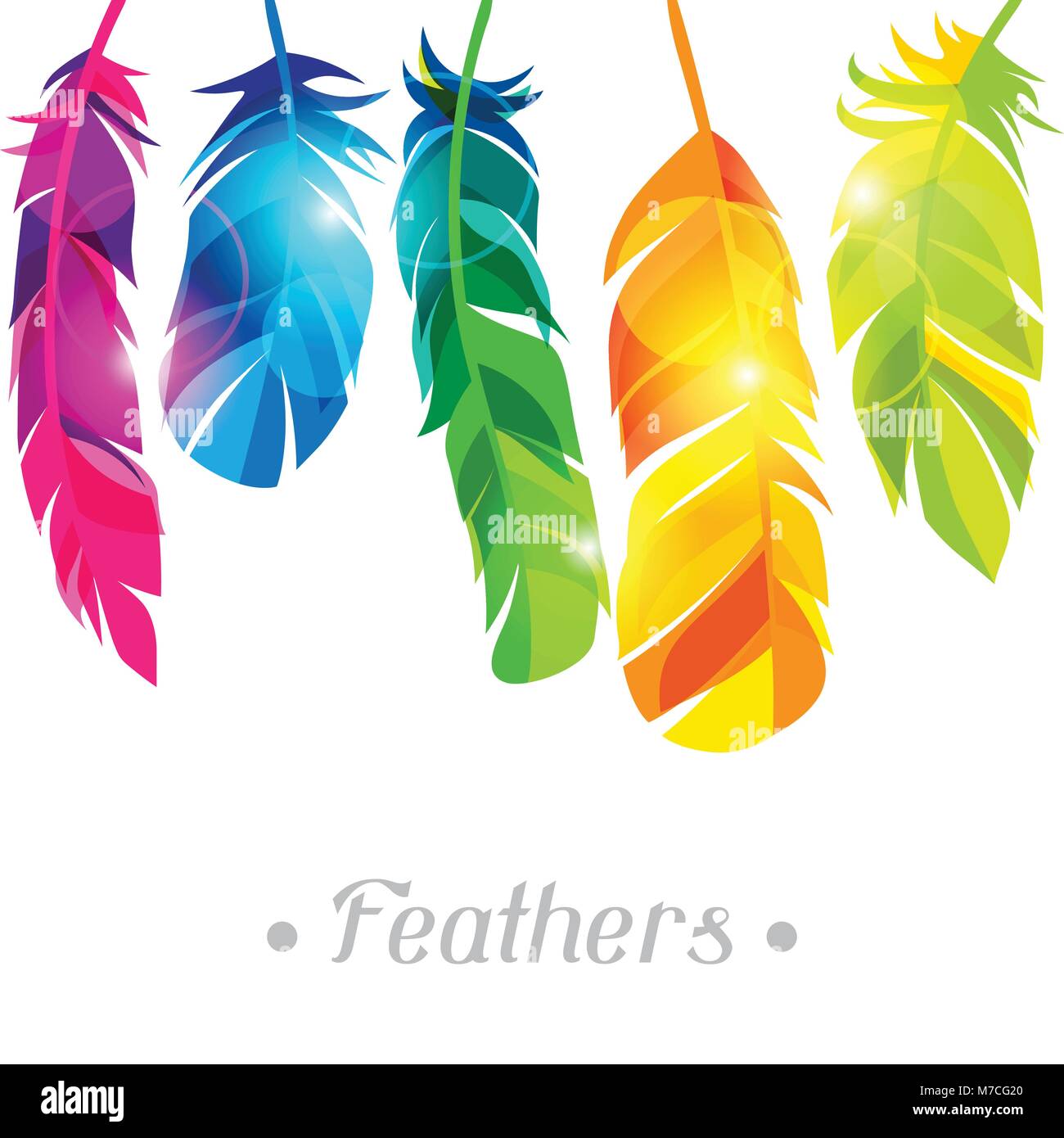 Colorful background with bright abstract transparent feathers Stock ...