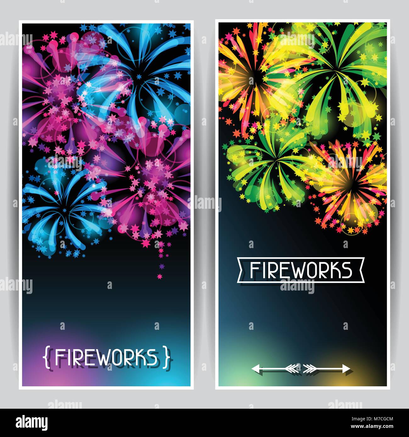 Banners with bright colorful fireworks and salute Stock Vector Image & Art - Alamy
