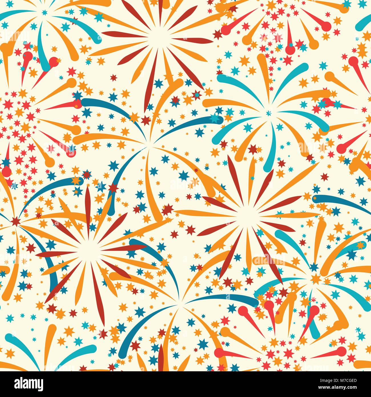 Seamless pattern with abstract fireworks and salute Stock Vector Image ...