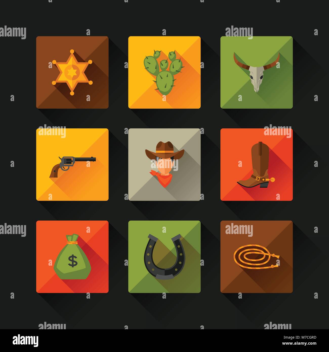 Wild west cowboy objects and design elements Stock Vector Image & Art ...